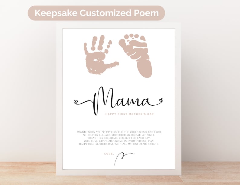 Mother's Day Poem Custom Keepsake Craft Baby Handprint Footprint Gift ...