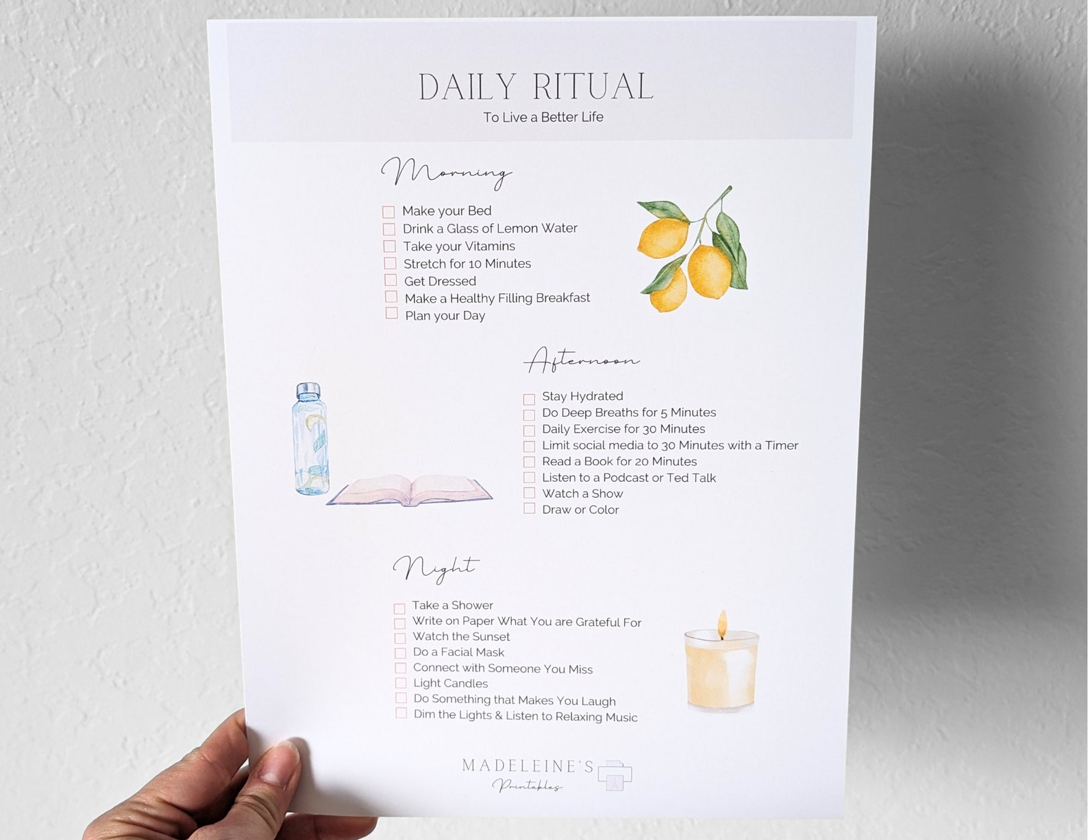 Daily Ritual Daily Routine Checklist Printable Ritual for Adult Self ...