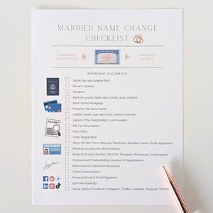 Miss to Mrs Name Change Checklist Bride Era Guide Bridal Shower Gift ...