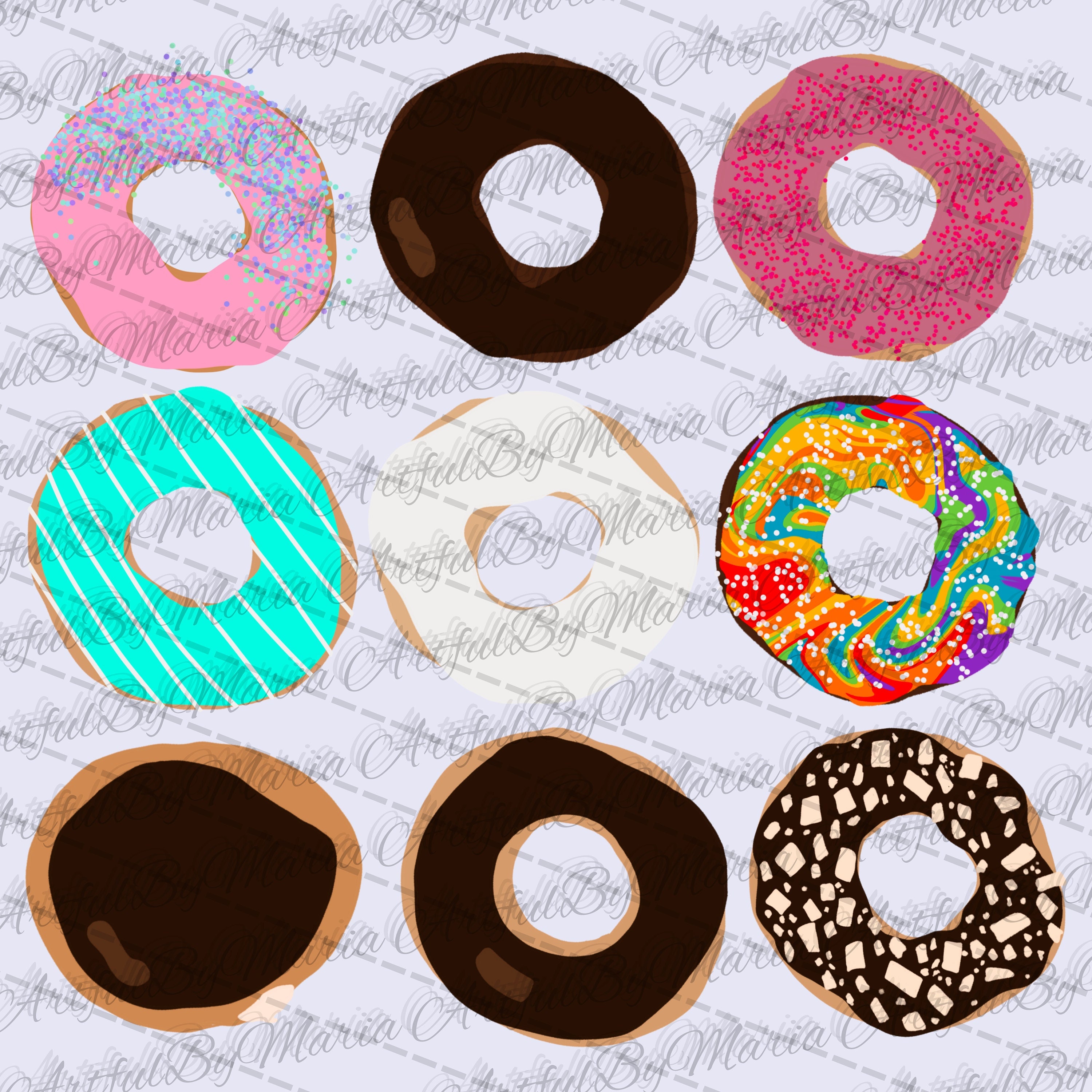 Printable Donuts Digital File Clipart Food Clipart Pastel | Etsy
