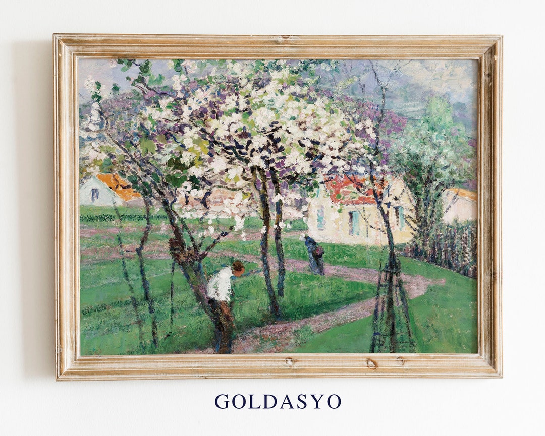 Spring Print | Vintage Landscape Oil Painting-spring Trees | Country ...