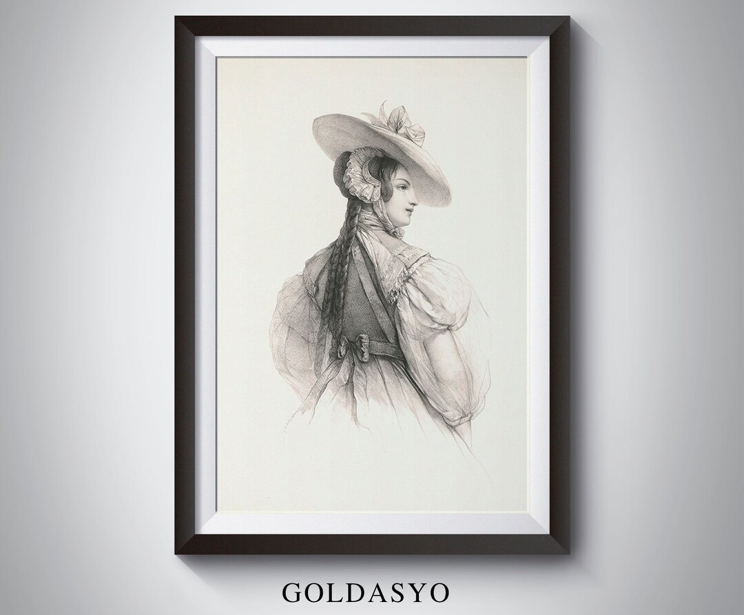 Antique Portrait Sketch Woman Drawing Vintage Woman Sketch Art Antique ...