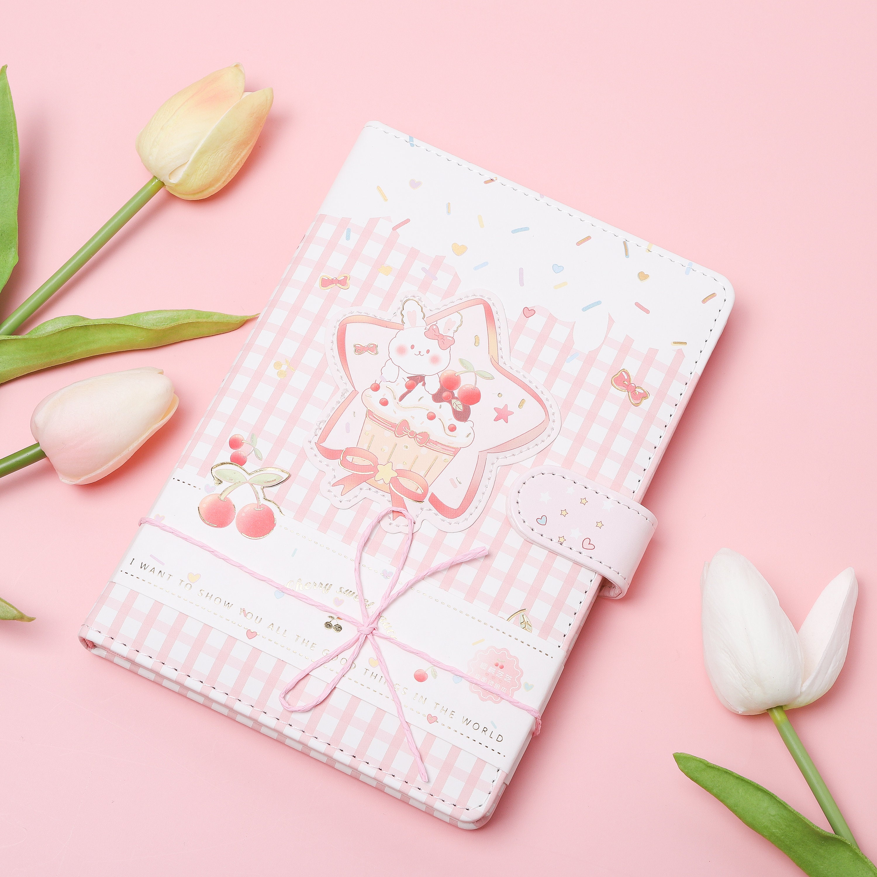 Kawaii Cherry Sweet Sauce Rabbit Notebook DIY Journal Organizer Cute ...
