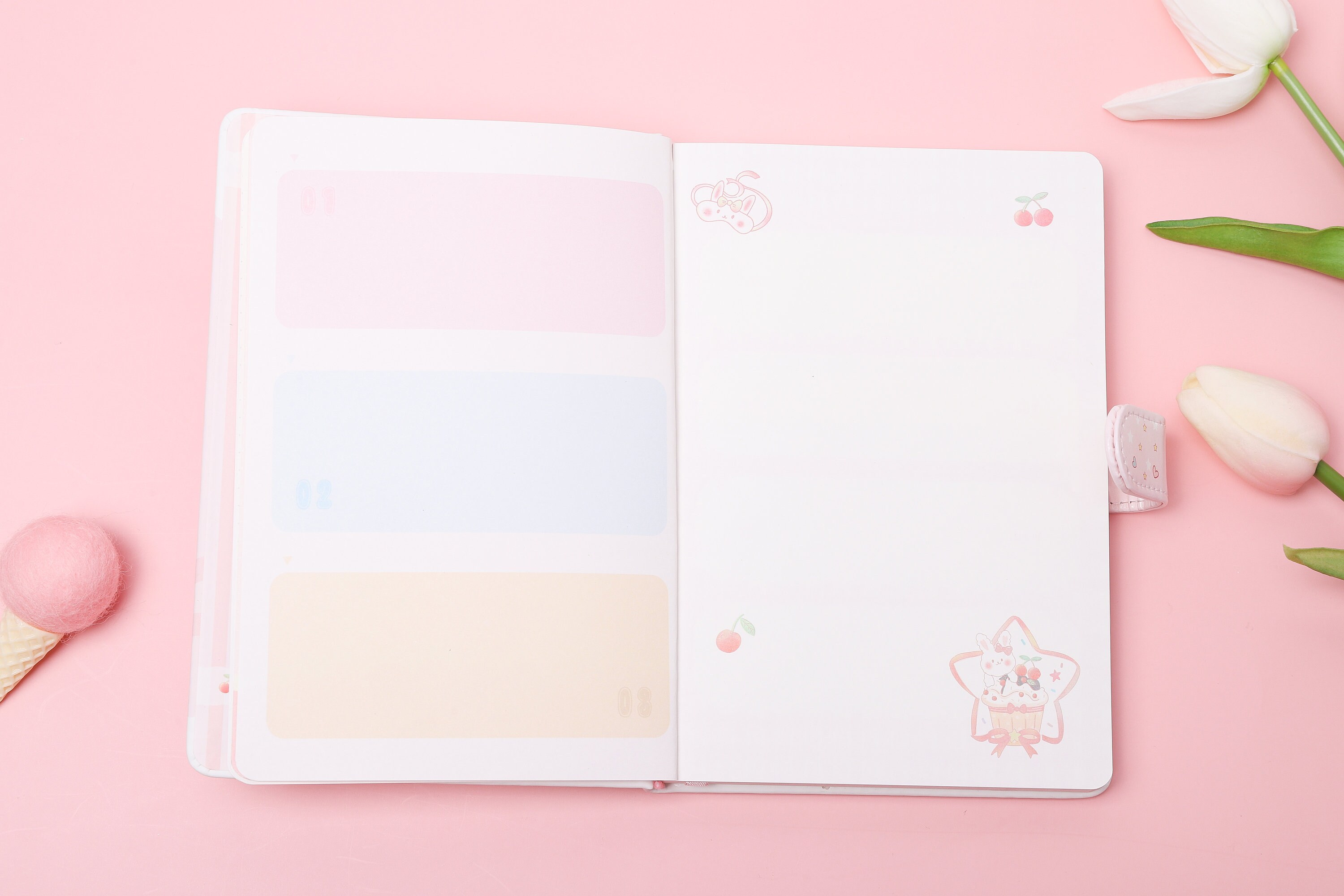 Kawaii Cherry Sweet Sauce Rabbit Notebook DIY Journal Organizer Cute ...