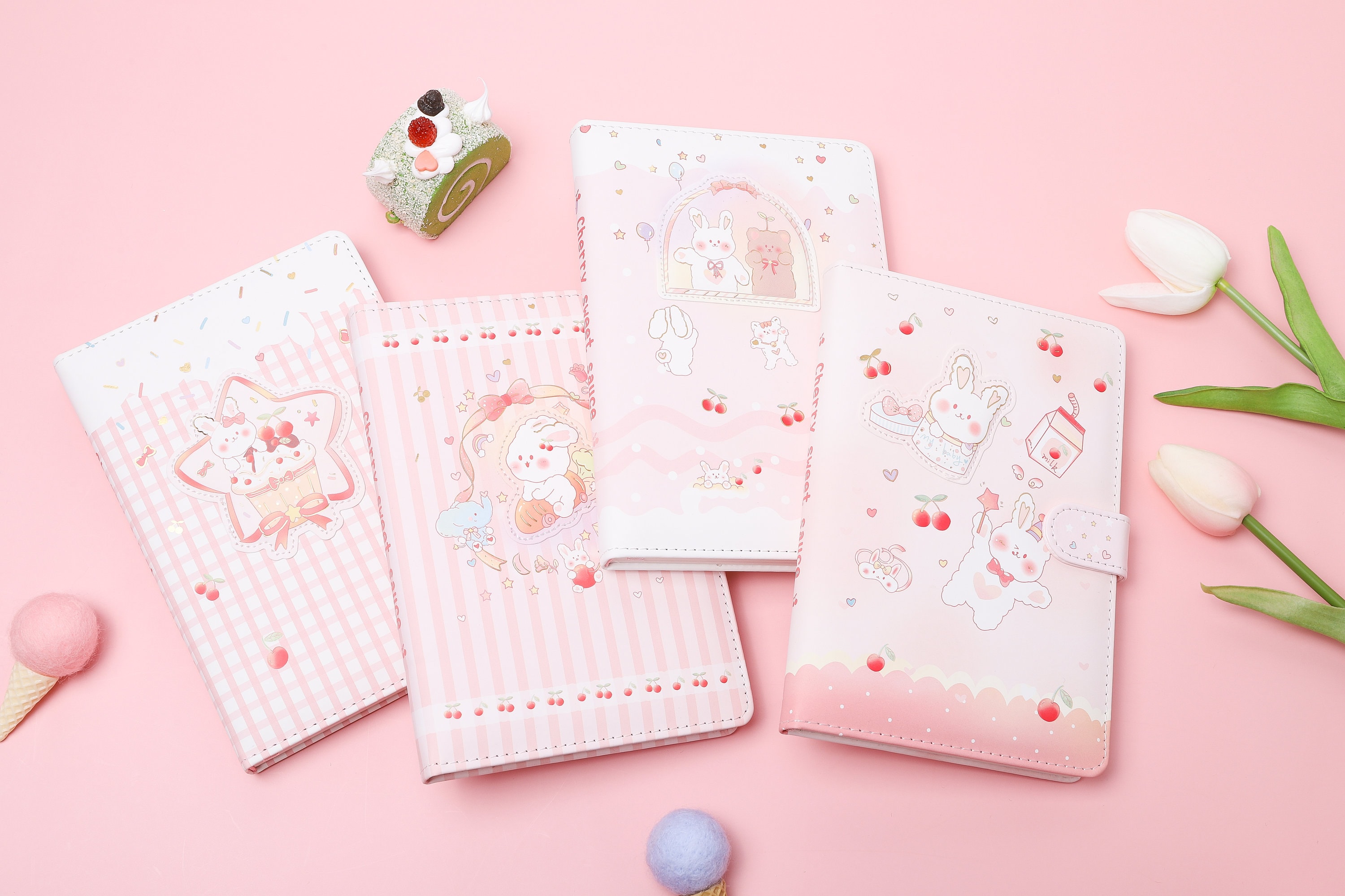 Kawaii Cherry Sweet Sauce Rabbit Notebook DIY Journal Organizer Cute ...
