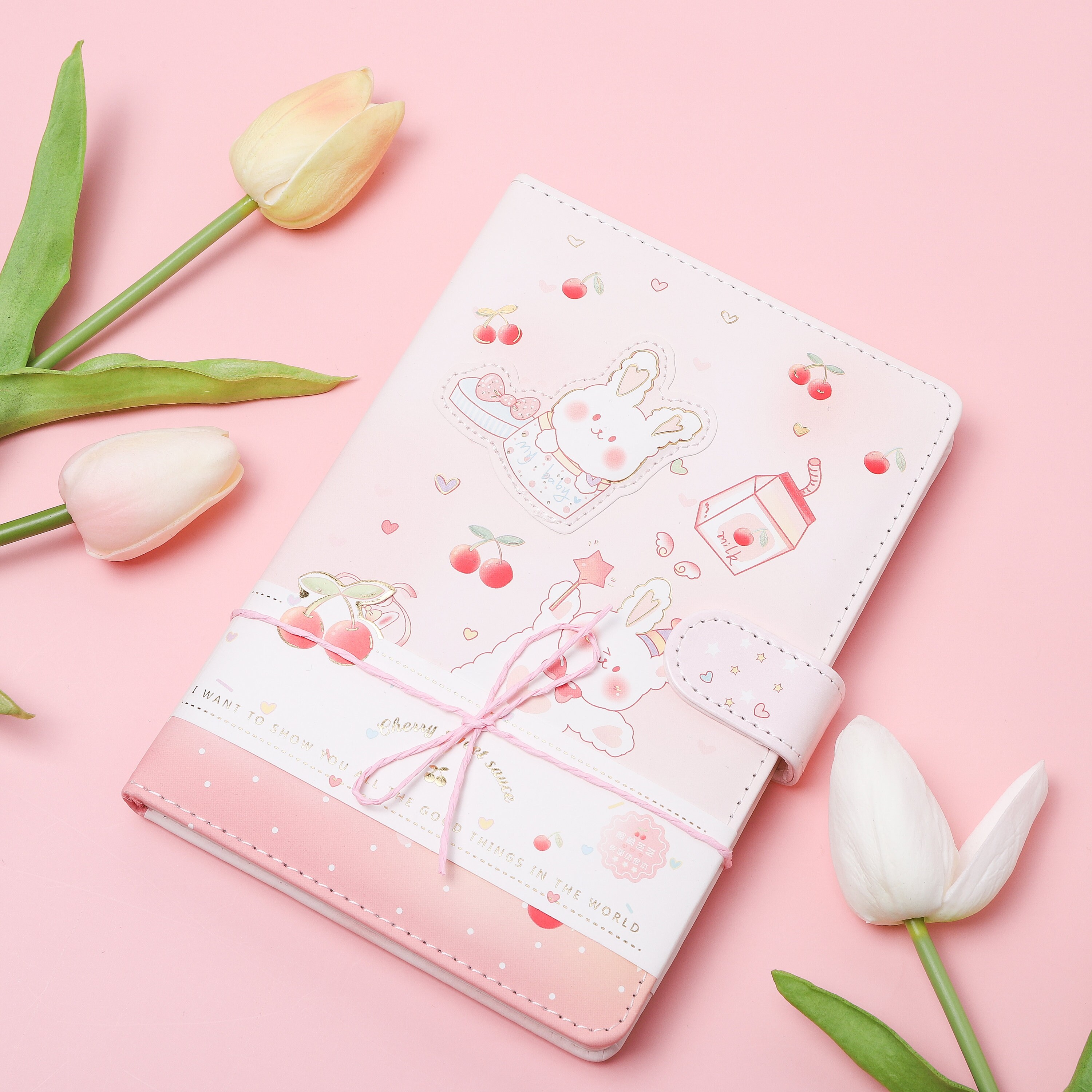 Kawaii Cherry Sweet Sauce Rabbit Notebook DIY Journal Organizer Cute ...