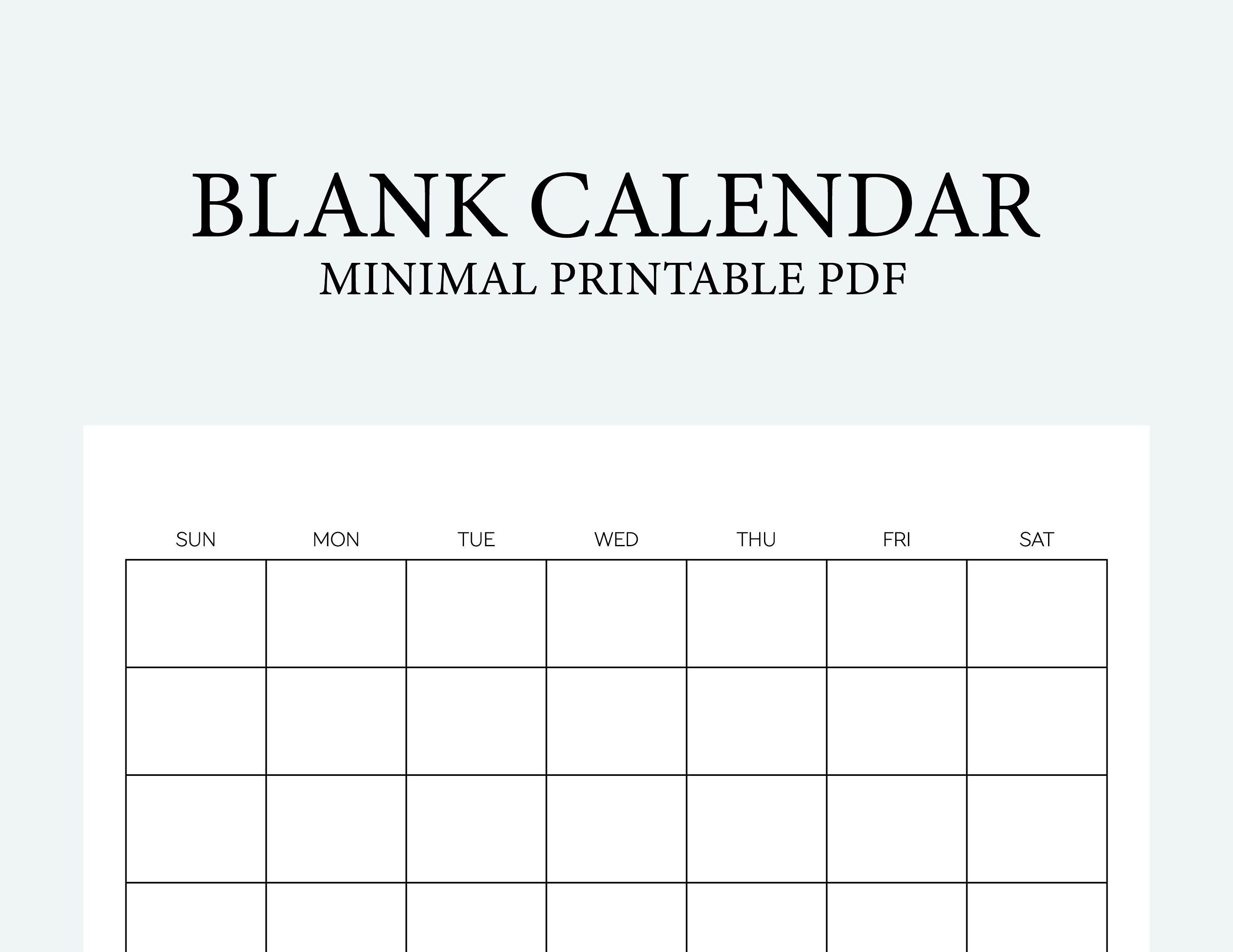 Printable Blank Calendar Works With Any Month Any Year Instant Digital ...