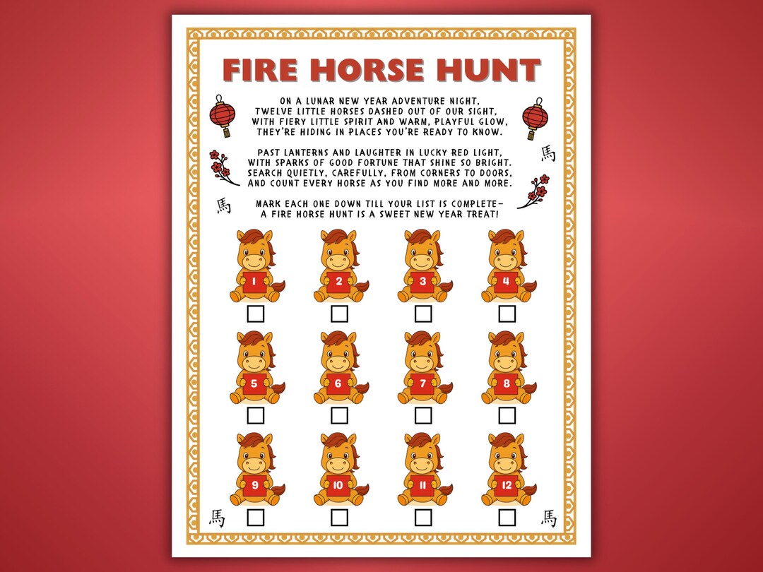 Lunar New Year Scavenger Hunt, Chinese New Year Scavenger Hunt, Year of ...