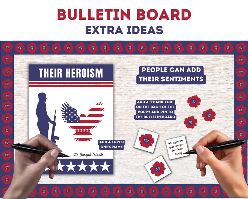 Memorial Day Bulletin Board Kit, Patriotic Decor Kit, Americana Red ...