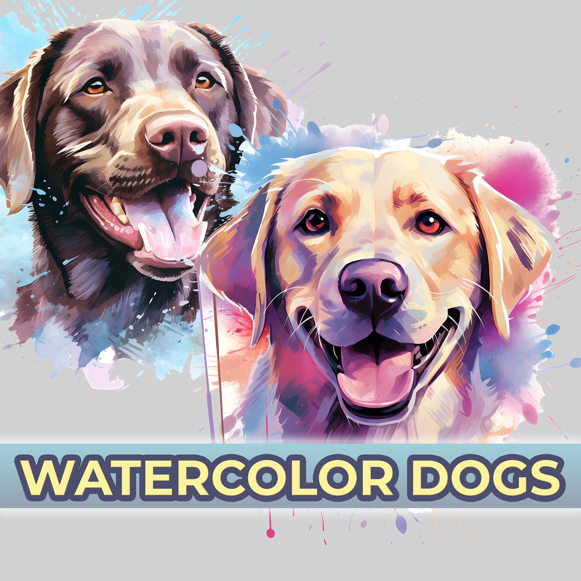 15 PACK - Watercolor Cute Dogs Breeds Clipart - 30 High-quality PNG ...