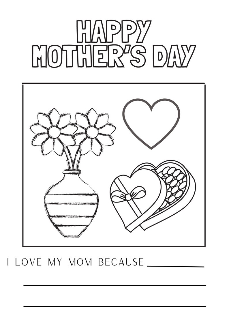 Printable Mothers Day Coloring Page - Etsy