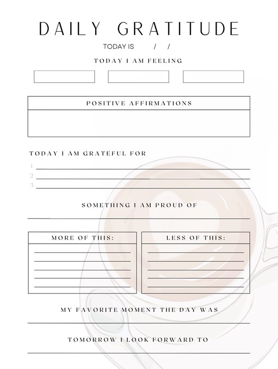 Printable Daily Gratitude Journal | Etsy