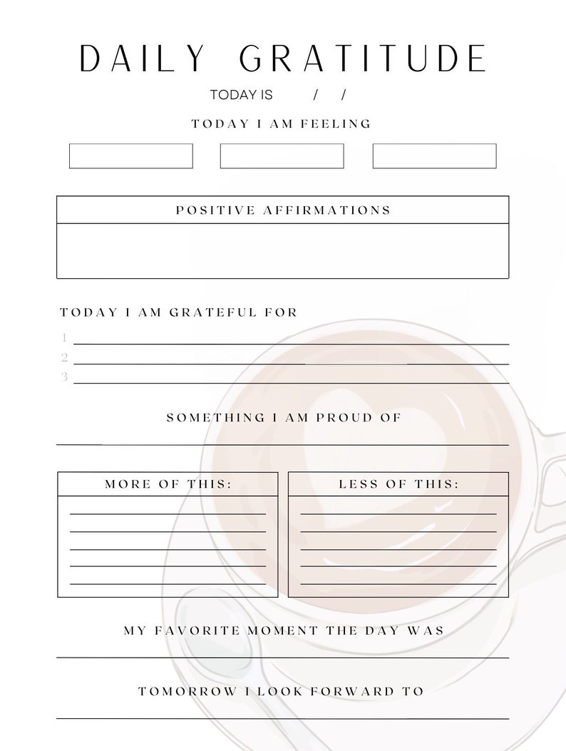 Printable Daily Gratitude Journal | Etsy