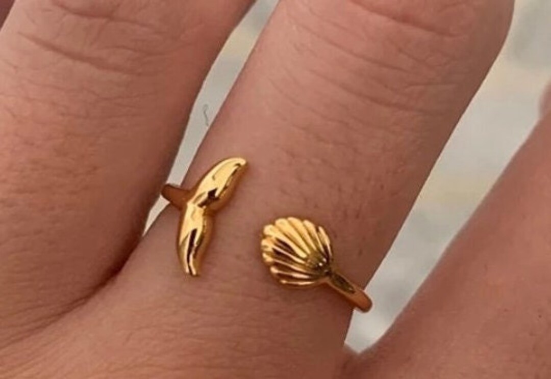 Maritime Ring Shell and Fish Fin Worked Minimalistically - Etsy