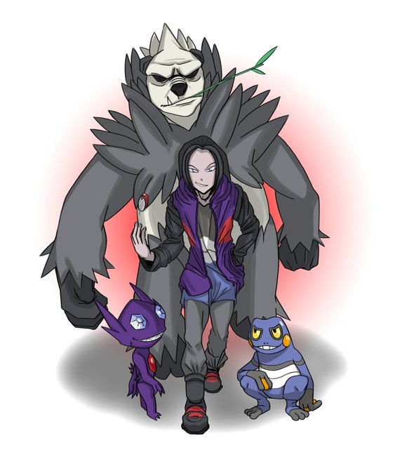 Custom Digital Illustration / Pokemon Trainer With Pokemon - Etsy