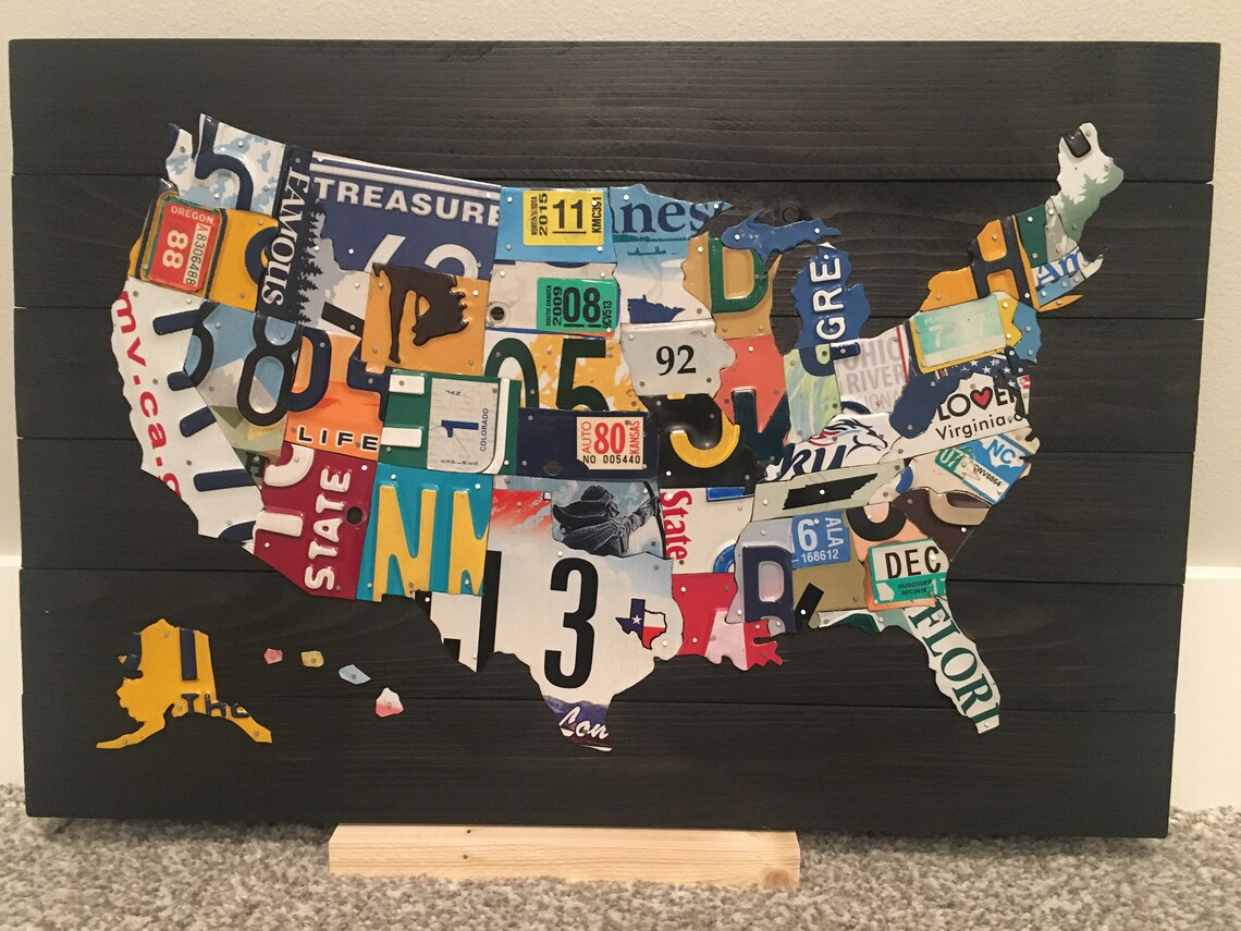 United States License Plate Map - Etsy