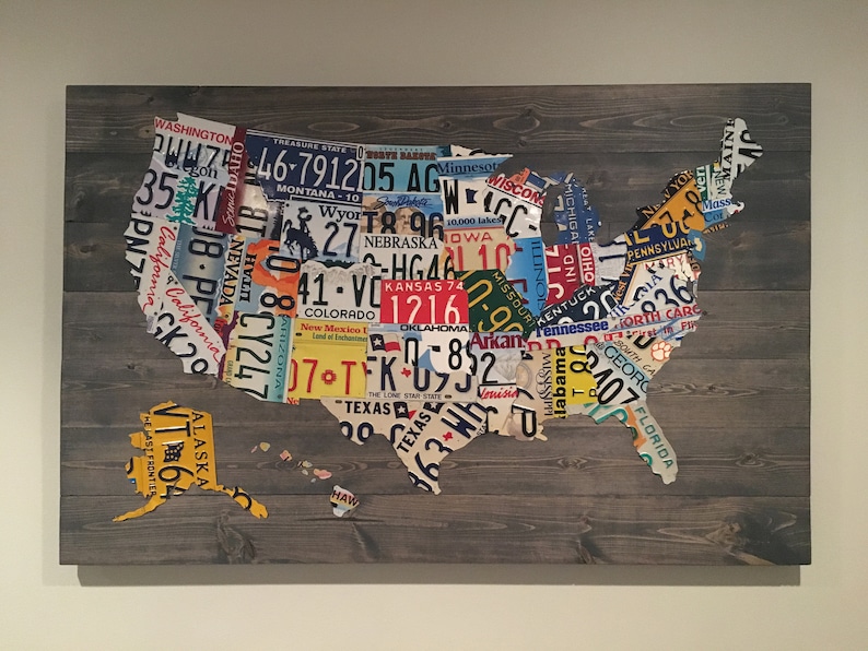 United States License Plate Map - Etsy