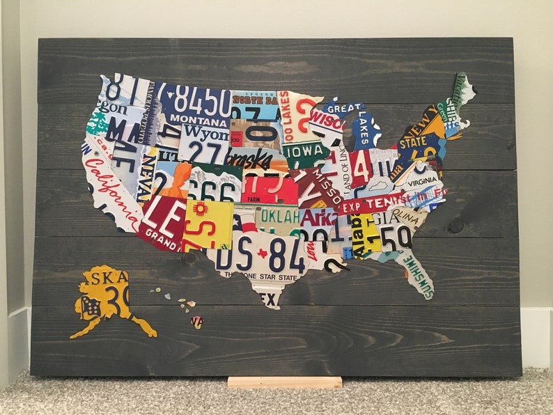 United States License Plate Map - Etsy
