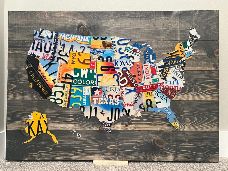 United States License Plate Map - Etsy