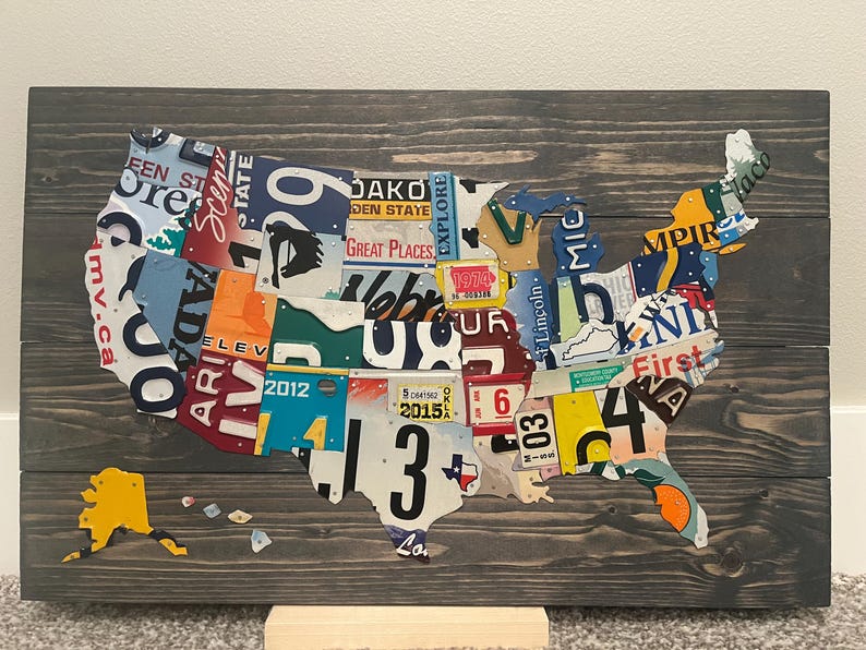 Mini United States License Plate Map - Etsy