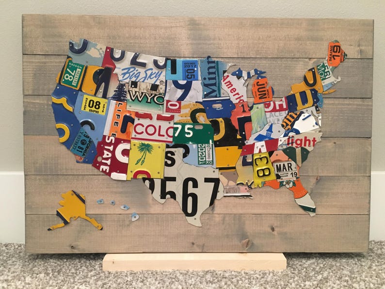 Mini United States License Plate Map - Etsy