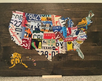 License Plate Map, Authentic US License Plates (new Small Size) - Etsy