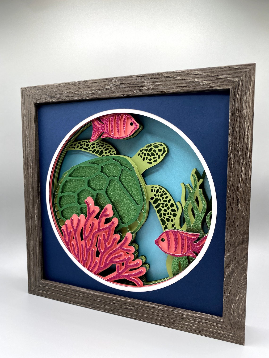 Sea Turtle 3D Shadow Box Layered Paper Art 3D Framed - Etsy