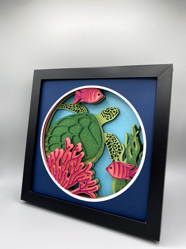 Sea Turtle 3D Shadow Box Layered Paper Art 3D Framed - Etsy
