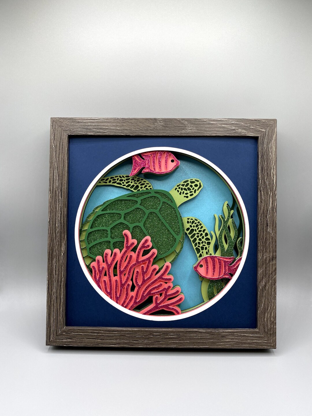 Sea Turtle 3D Shadow Box Layered Paper Art 3D Framed - Etsy