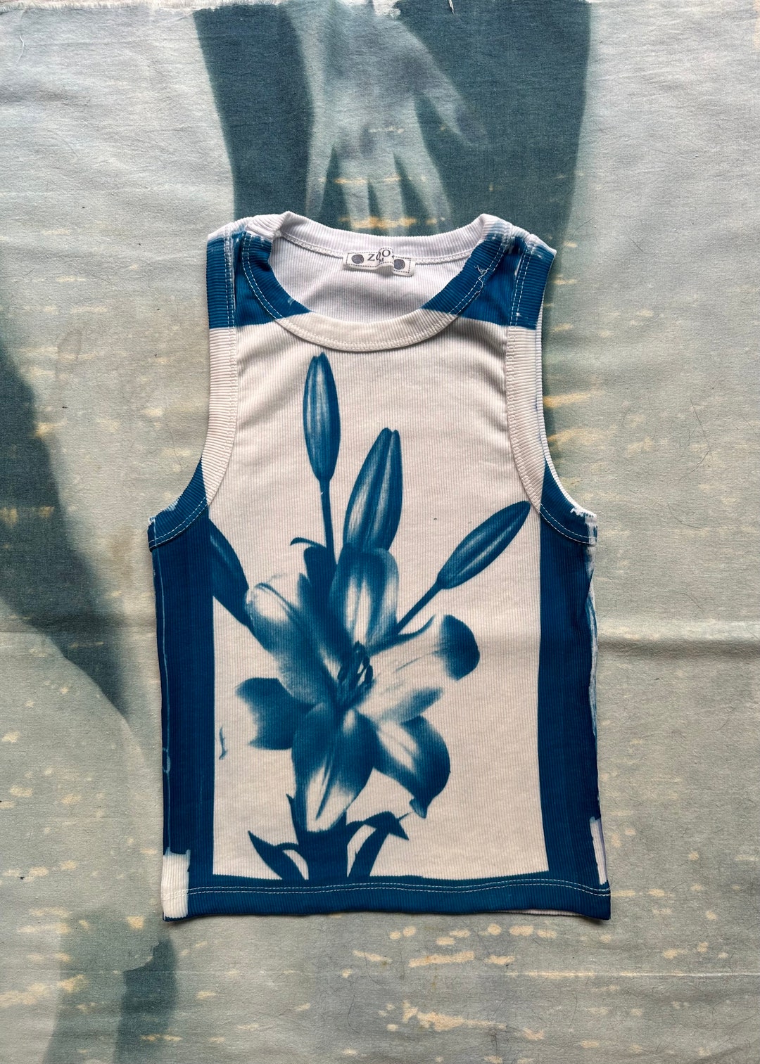 Cyanotype Flowers Crop Top III - Etsy