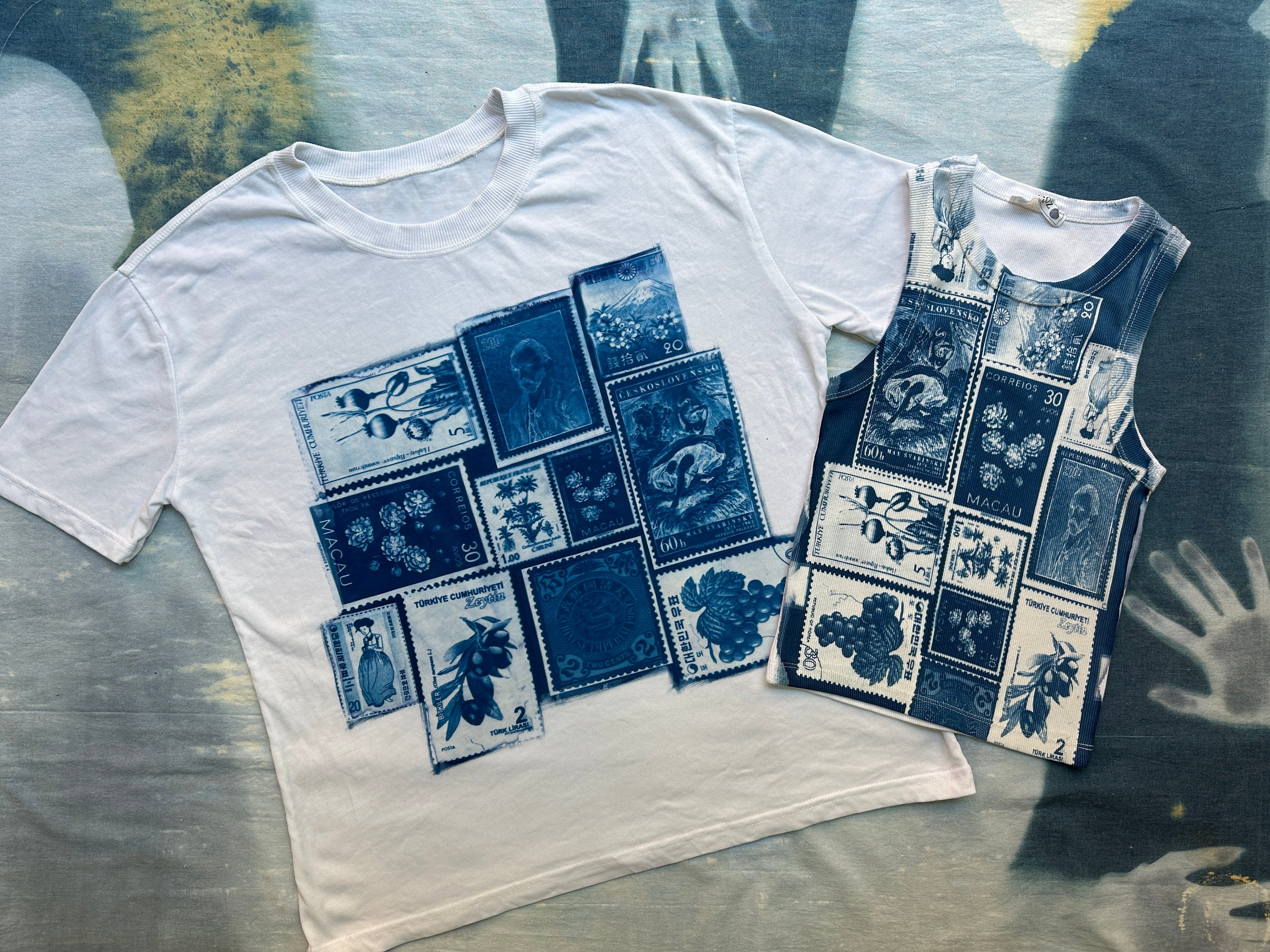 Full of Stamps Cyanotype T-shirt - Etsy