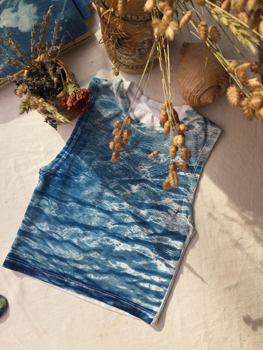 Waves Cyanotype Crop Top - Etsy