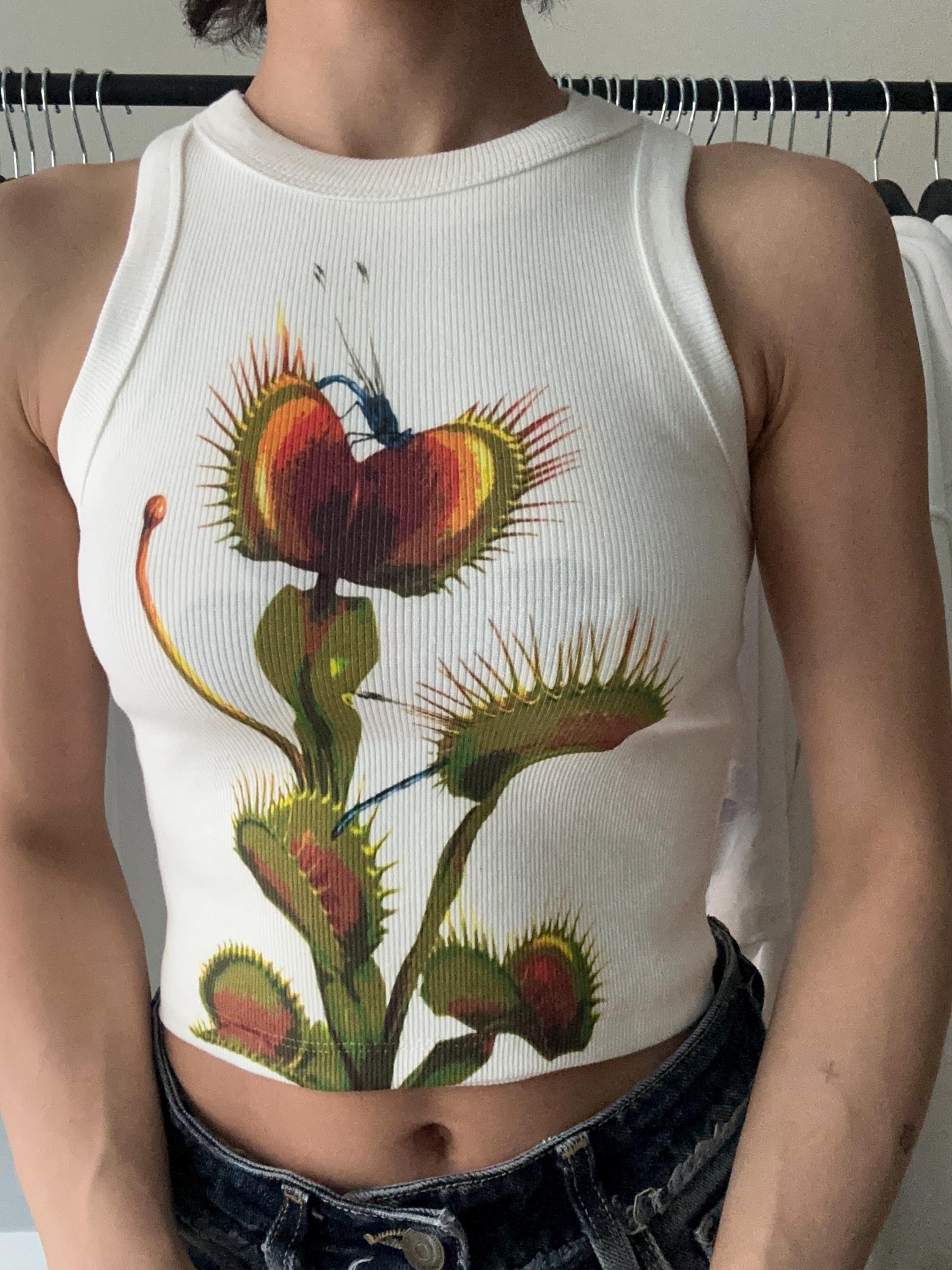 Venus Flytrap Poster Print Crop Top: Handmade DTG Printed Cotton Blend ...