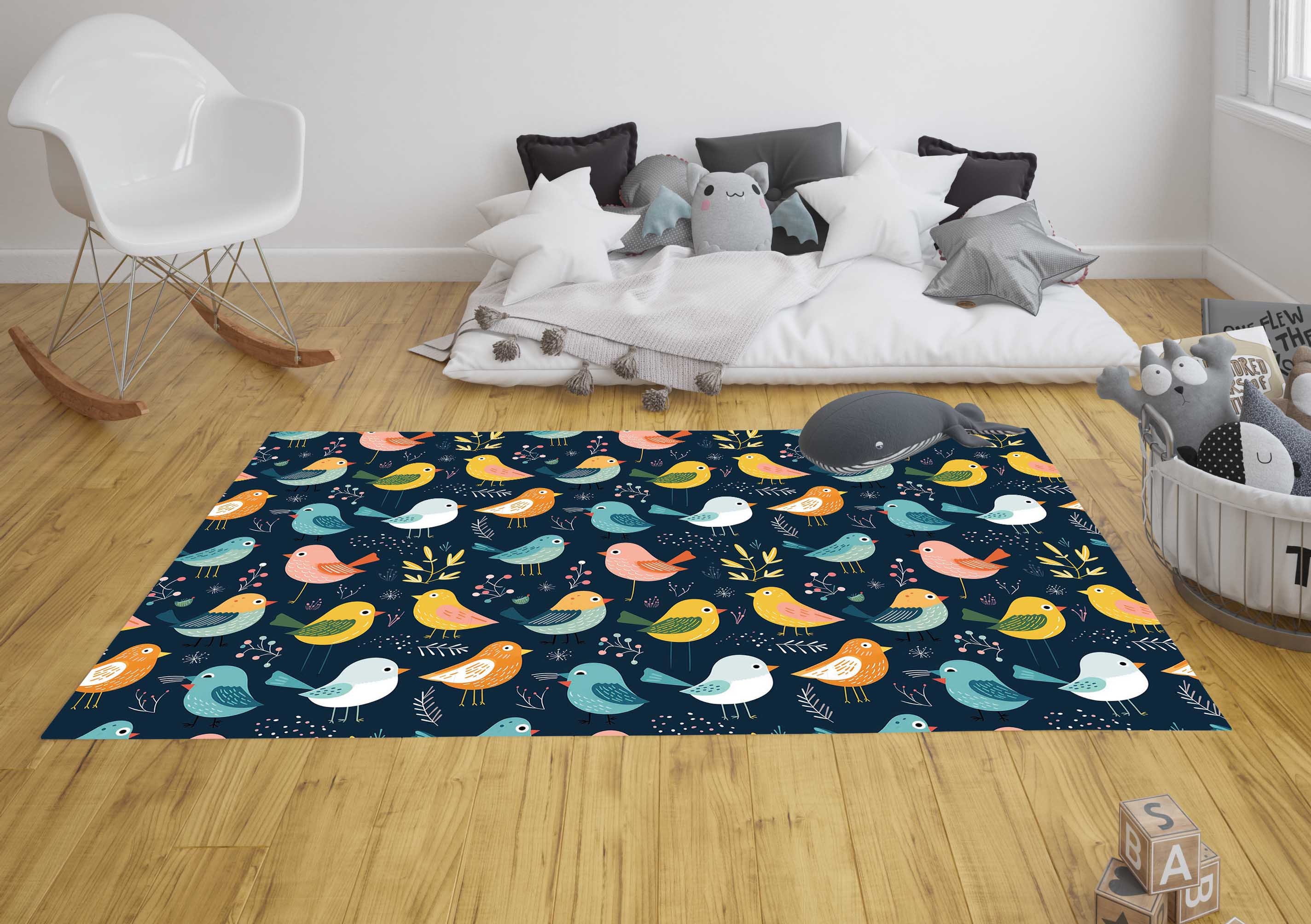 Aesthetic Rug With Birds, Kids Room Bird Rug, Kids Room Animal Rug ...