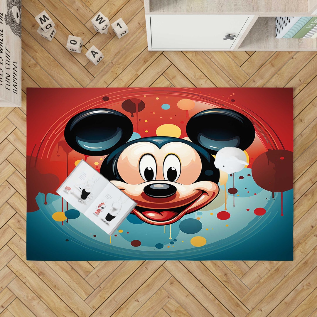 Mickey Pattern Rug, Kids Rug With Mickey, Baby Room Rug, Kids Room Rug ...