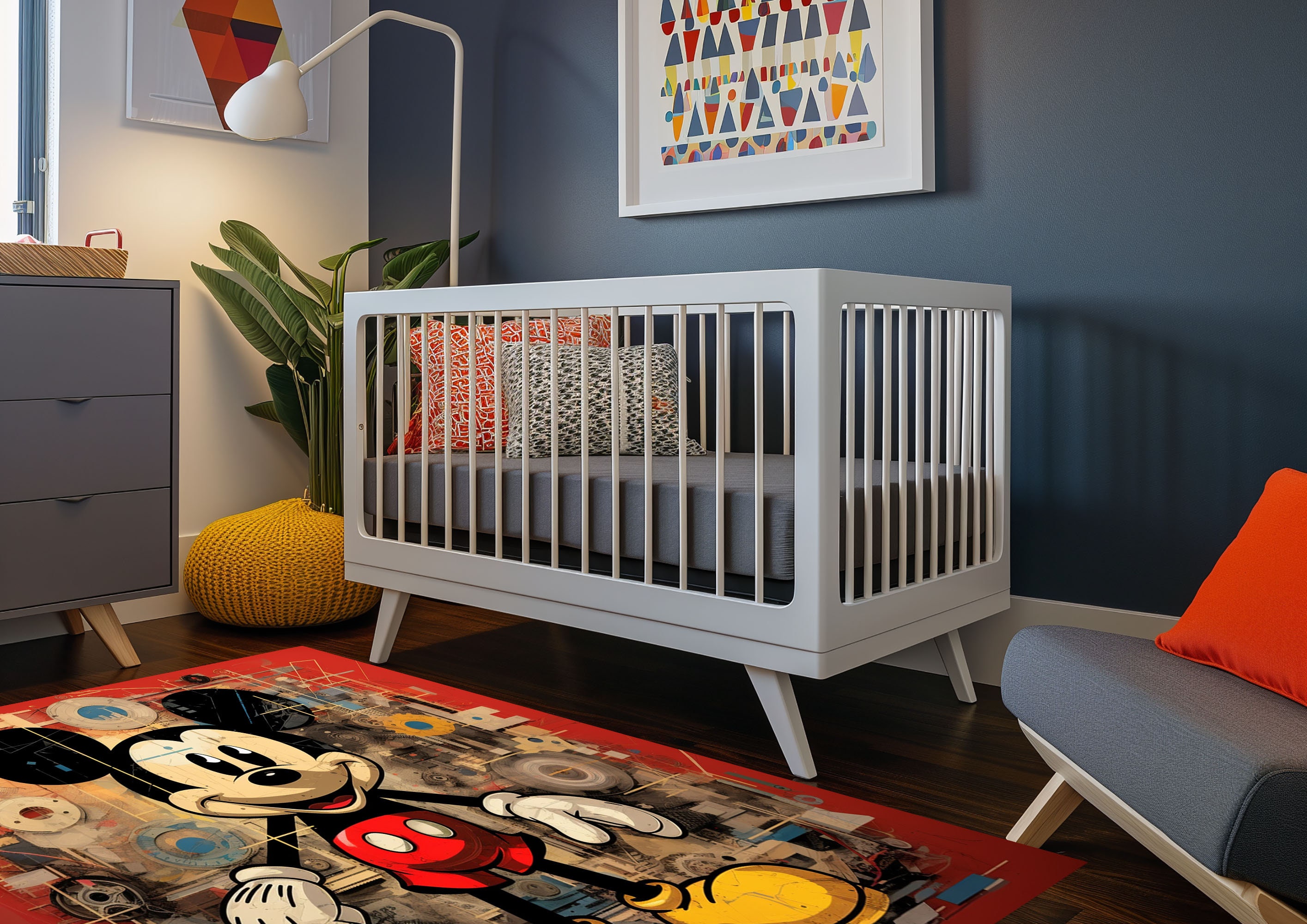 Mickey Pattern Rug, Kids Rug With Mickey, Baby Room Rug, Kids Room ...