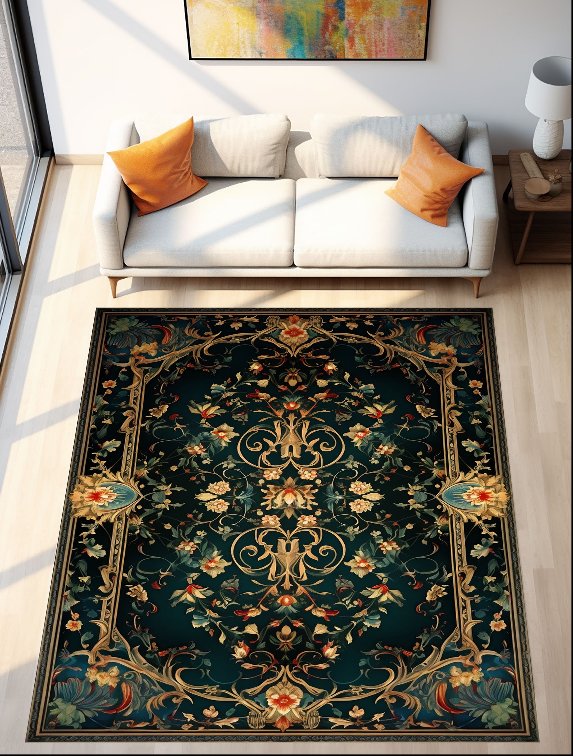 Rugs for Bedroom Aesthetic, Turkish Rug, Turkish Pattern Floral Rug ...