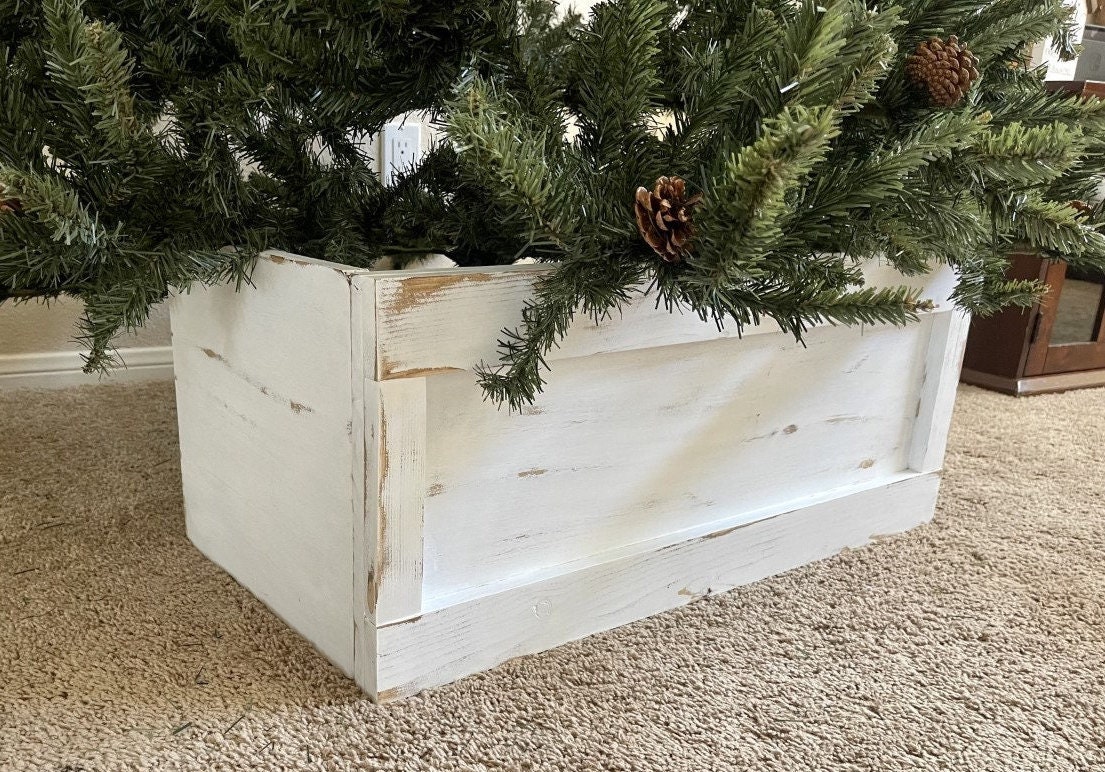 Wooden Christmas Tree Collar Wooden Tree Skirt Christmas Box Stand ...