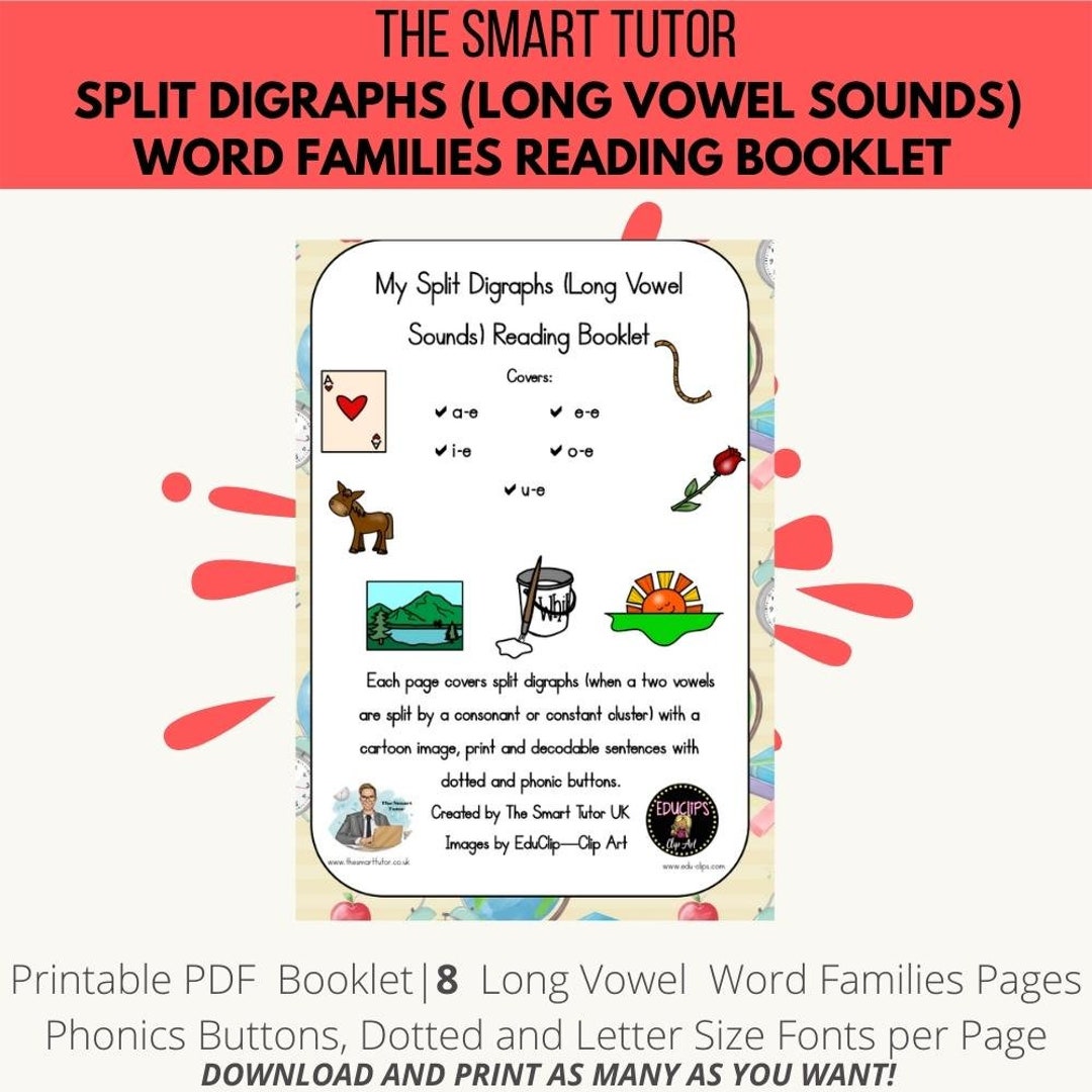 Split Digraphs/long Vowel Phonics Word Families Booklet - Etsy