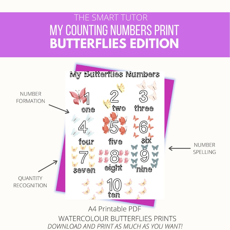 Butterflies Counting Numbers Poster School Classroom - Etsy