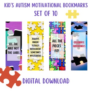 Kids Motivational Autism Bookmarks - Etsy