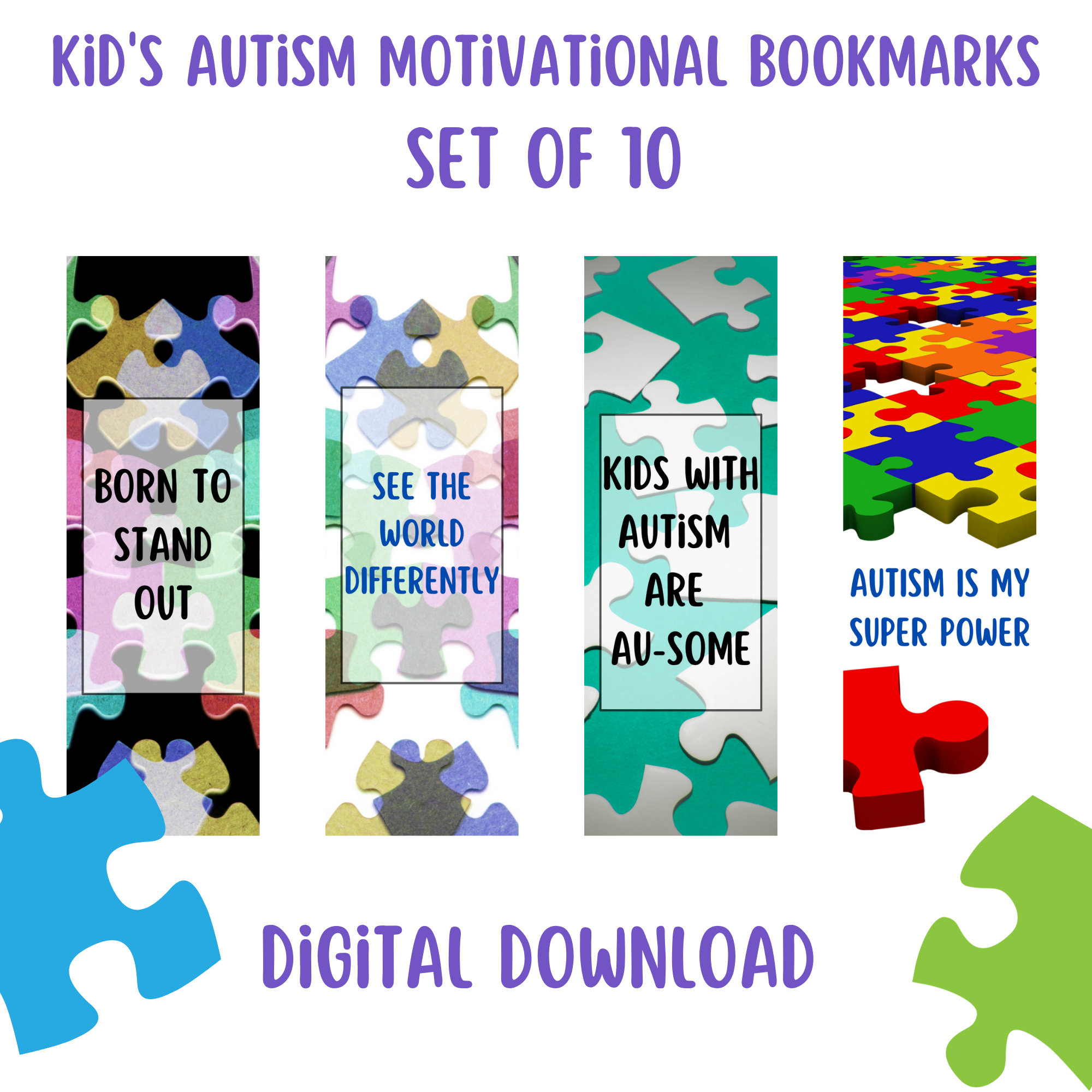 Kids Motivational Autism Bookmarks - Etsy