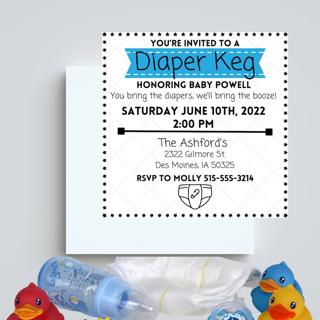 Diaper Keg Baby Shower Invitation Template - Etsy