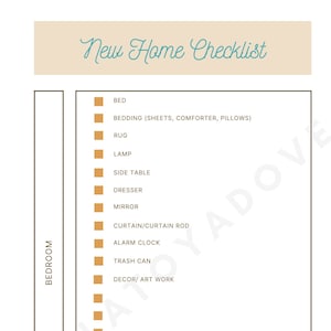 New Home Checklist | Apartment Check List | Printable PDF - Etsy
