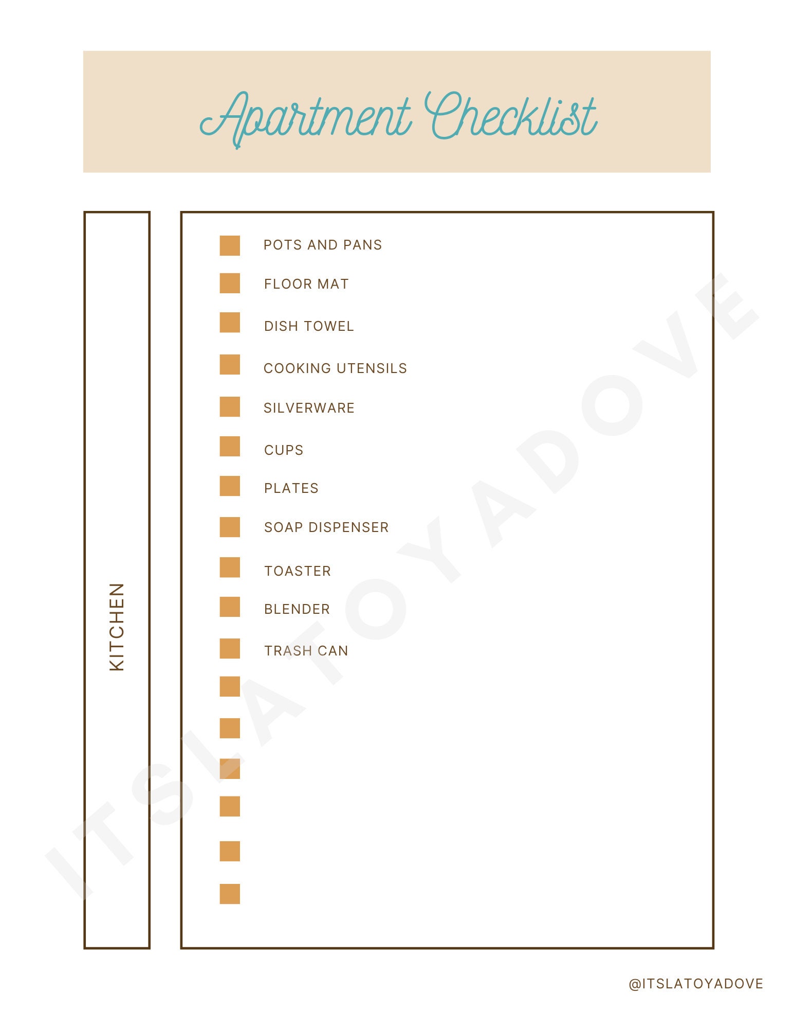 Apartment Checklist | Moving Checklist | New Home Checklist | Printable ...