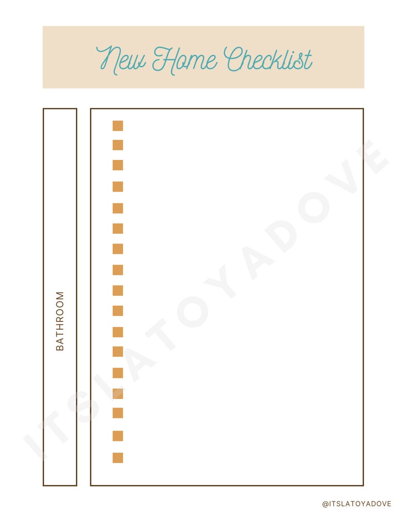 New Home Checklist | Apartment Check List | Printable PDF - Etsy