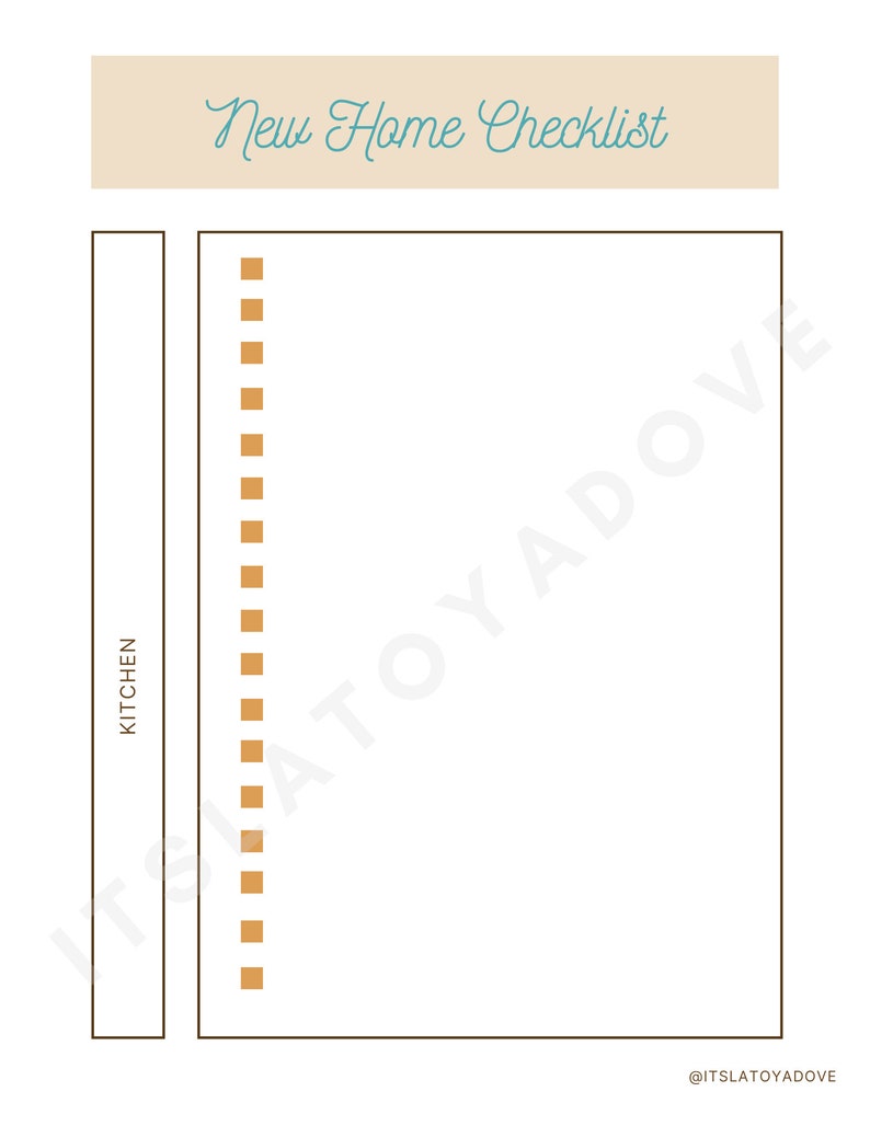 New Home Checklist | Apartment Check List | Printable PDF - Etsy