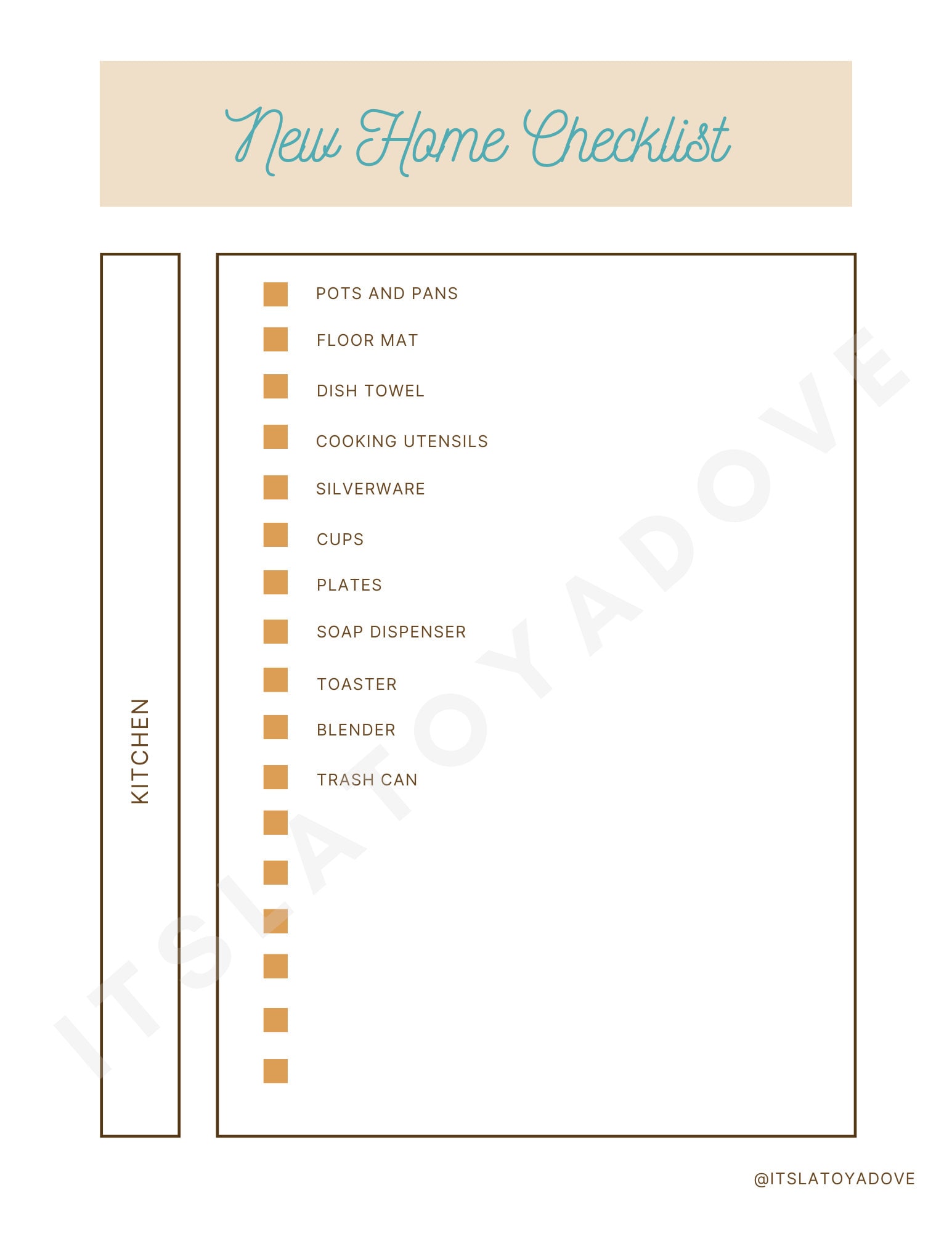 New Home Checklist | Apartment Check List | Printable PDF - Etsy