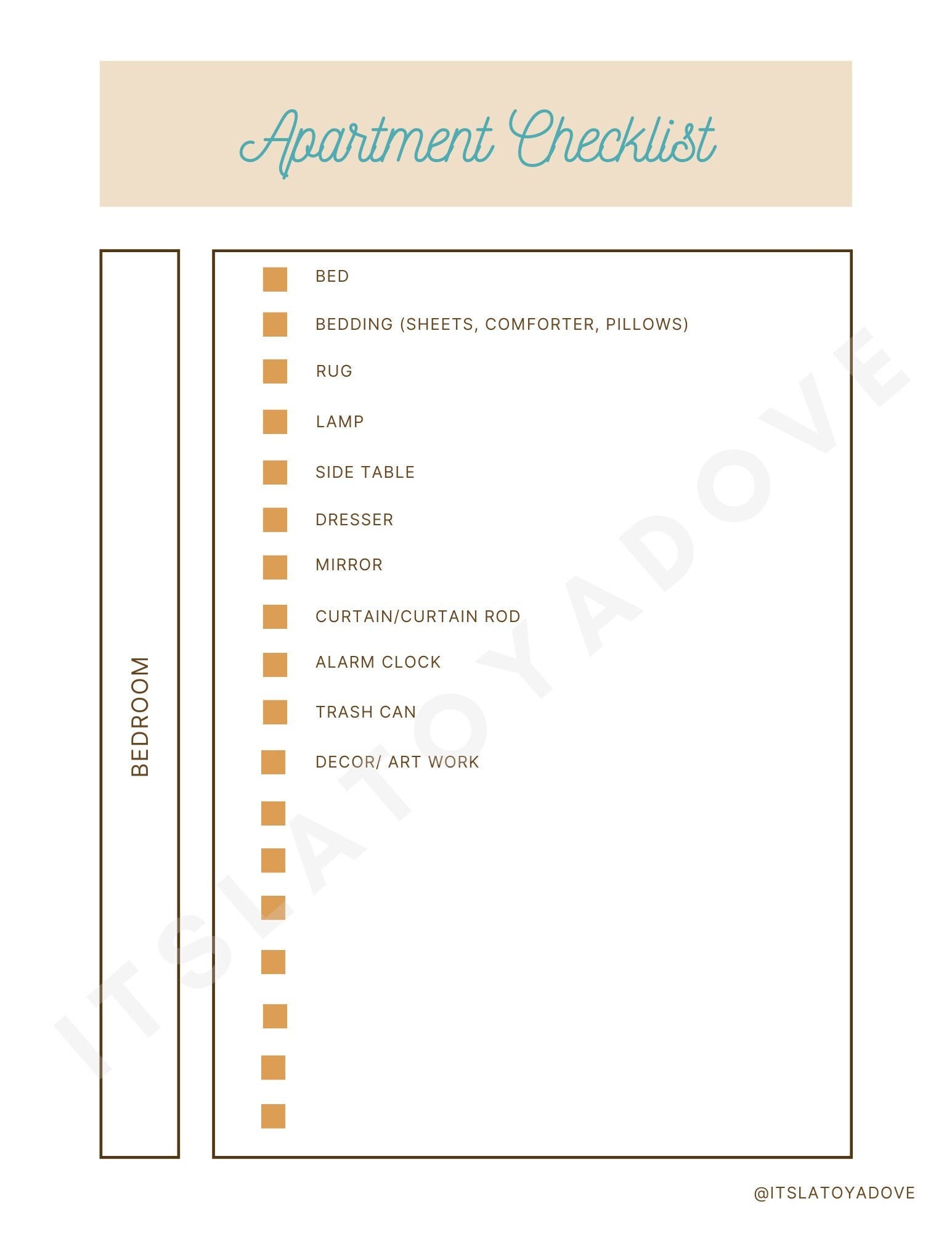 Apartment Checklist | Moving Checklist | New Home Checklist | Printable ...