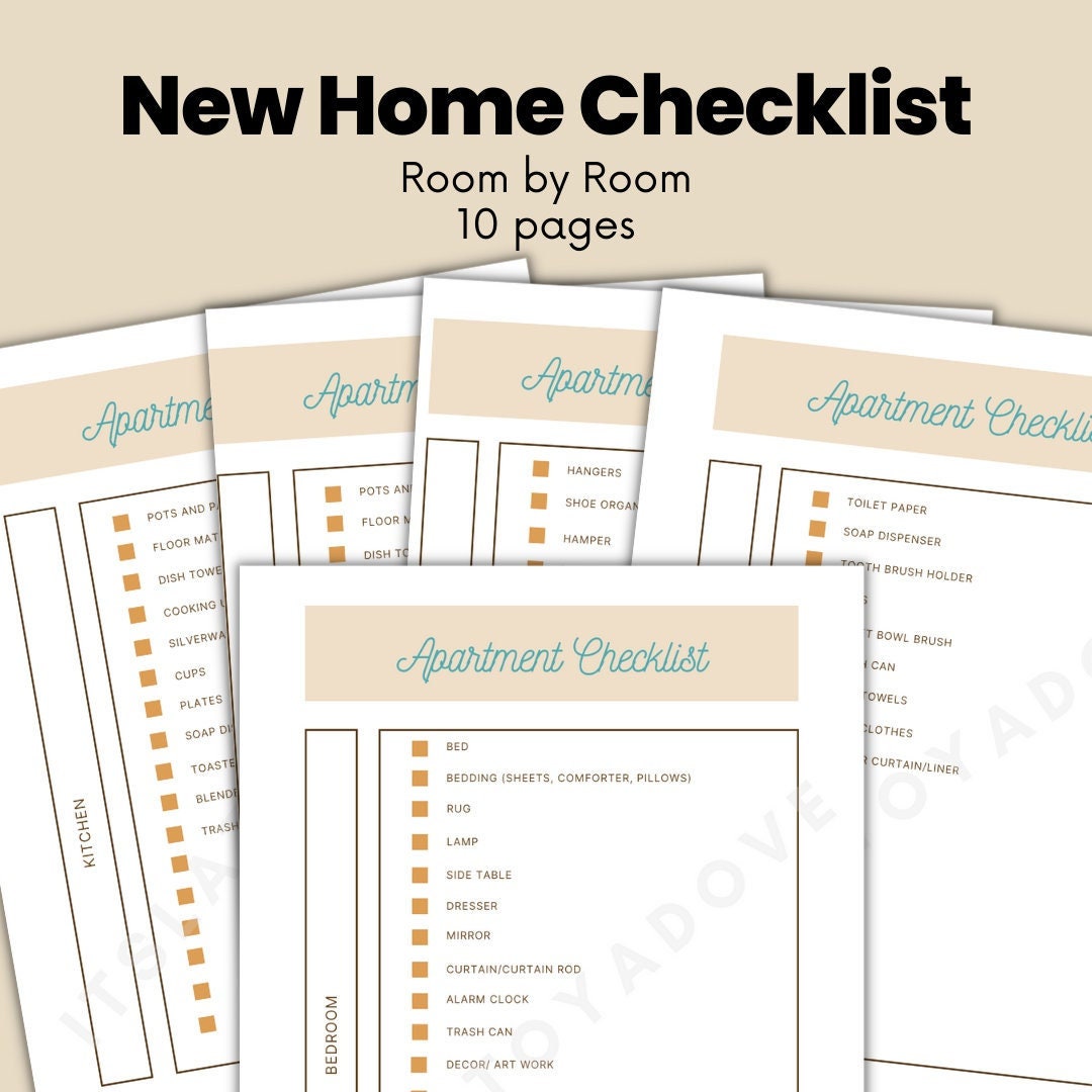 New Home Checklist | Apartment Check List | Printable PDF - Etsy